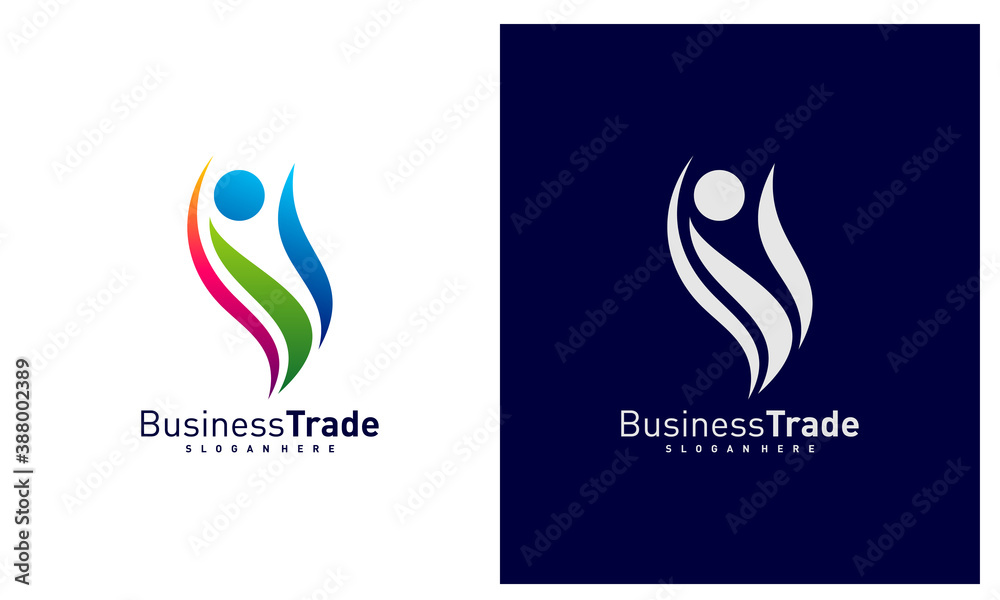 Leadership logo design vector, Colorful People logo design template ...