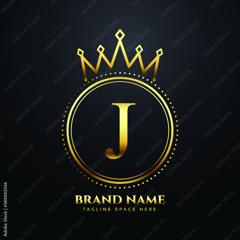Letter J gold luxury crown logo concept Stock Vector | Adobe Stock