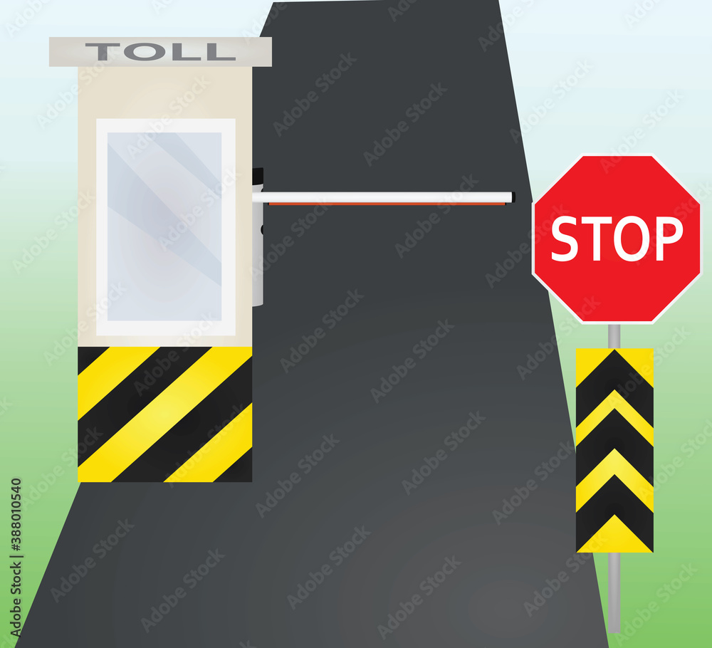 Toll pay barrier. vector illustration Stock Vector | Adobe Stock