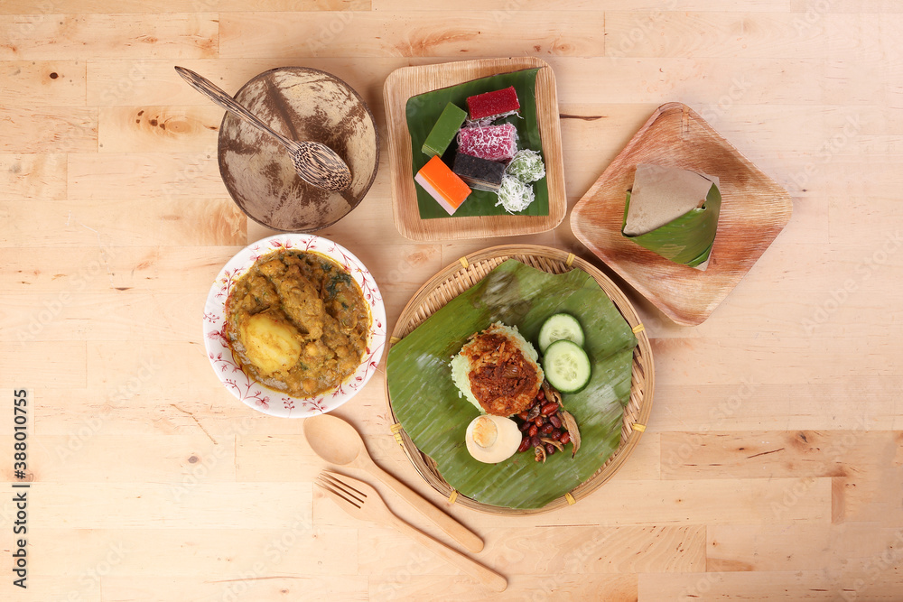 Nasi Lemak fragrant rice coconut milk with sambal friend peanut anchovy ...