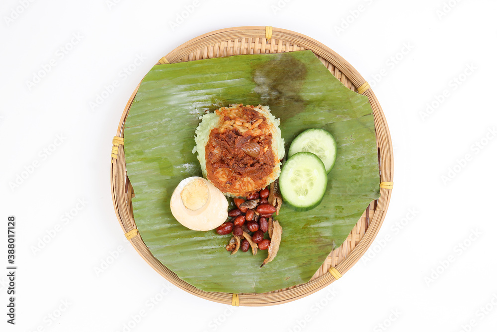 Nasi Lemak fragrant rice cooked in coconut milk served with sambal ...
