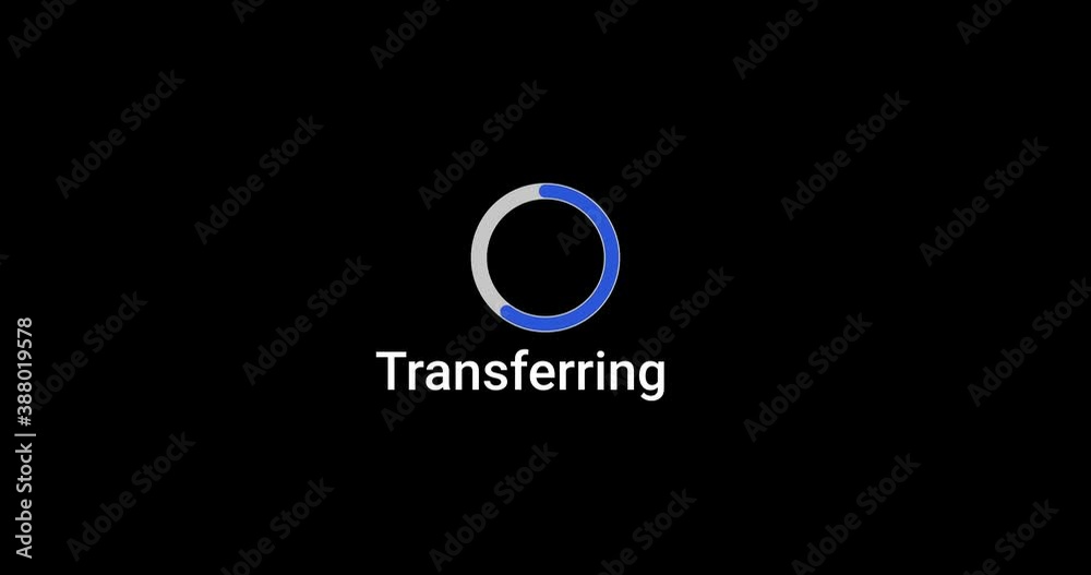 Transferring progress bar computer screen animation loop isolated on ...