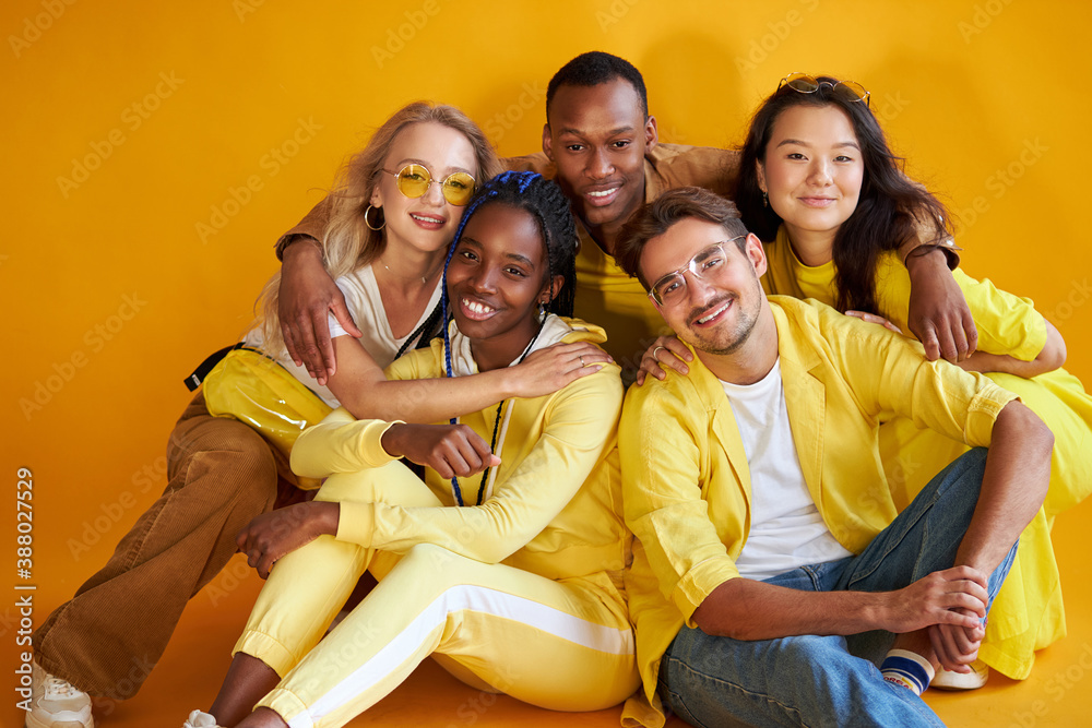 portrait of open-minded people of different nationalities having fun ...