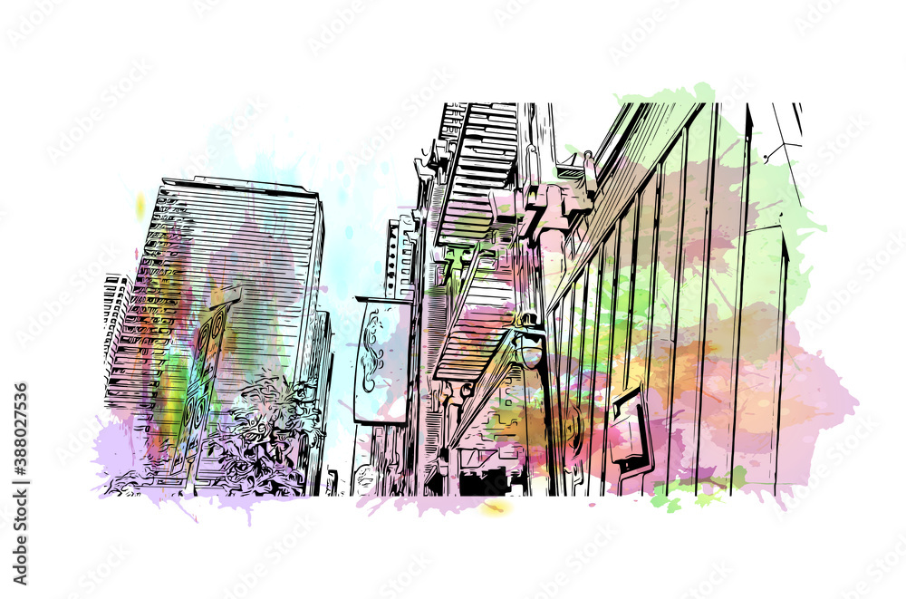 Building view with landmark of Calgary is a city in the western ...