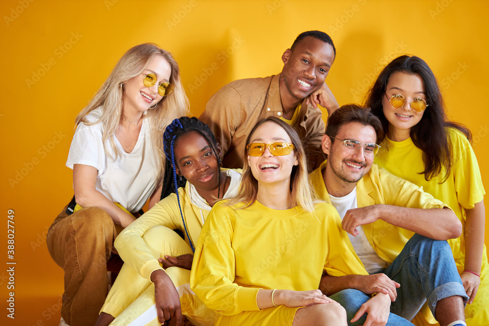 portrait of open-minded people of different nationalities having fun ...