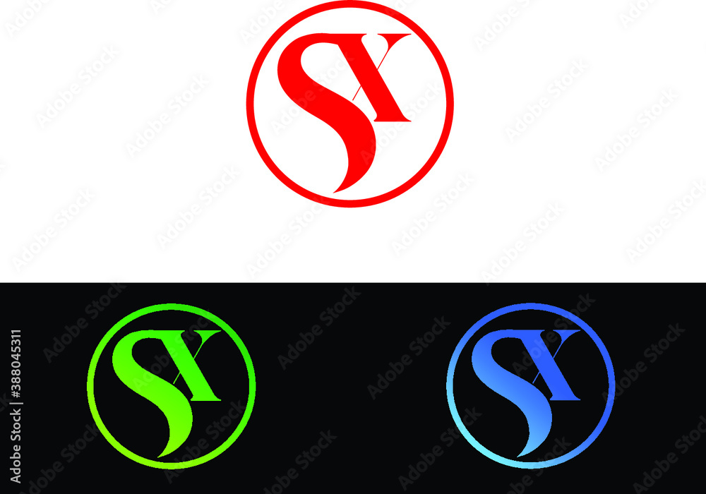 SX circle shape Logo. Letter Design Vector with Red and Black Gold ...