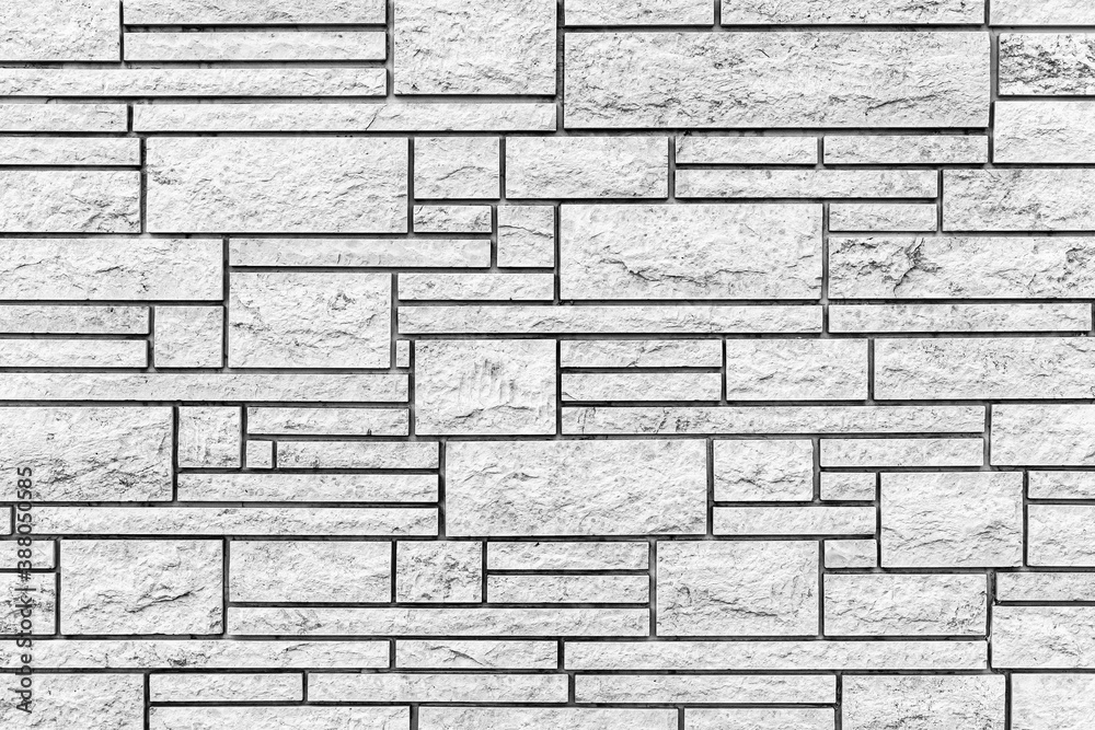 Block pattern of white stone cladding wall tile texture and seamless ...