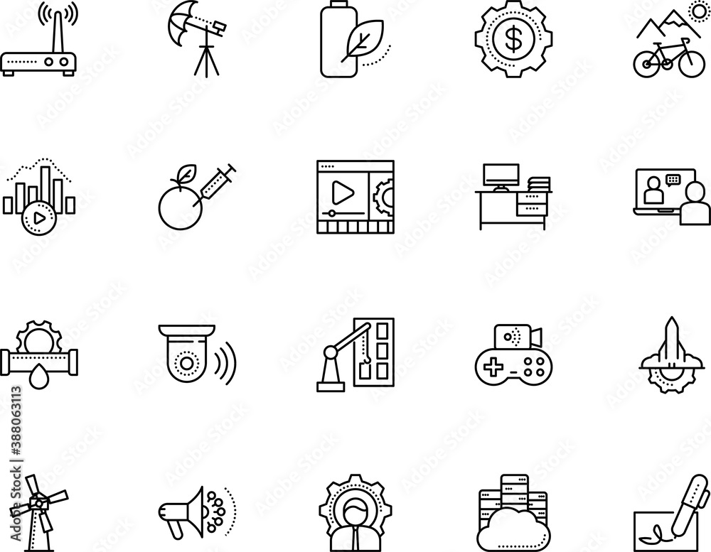 technology vector icon set such as: chemical, console, environment ...