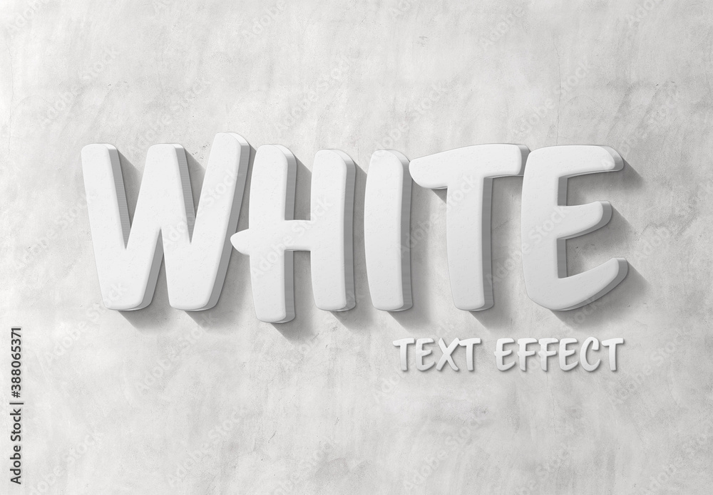 White 3D Text Effect with Shadow Mockup Stock Template | Adobe Stock