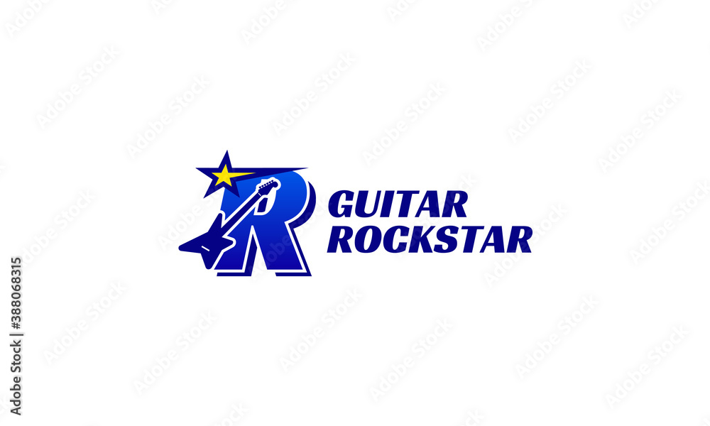 letter R electric guitar alphabet logo Stock Vector | Adobe Stock