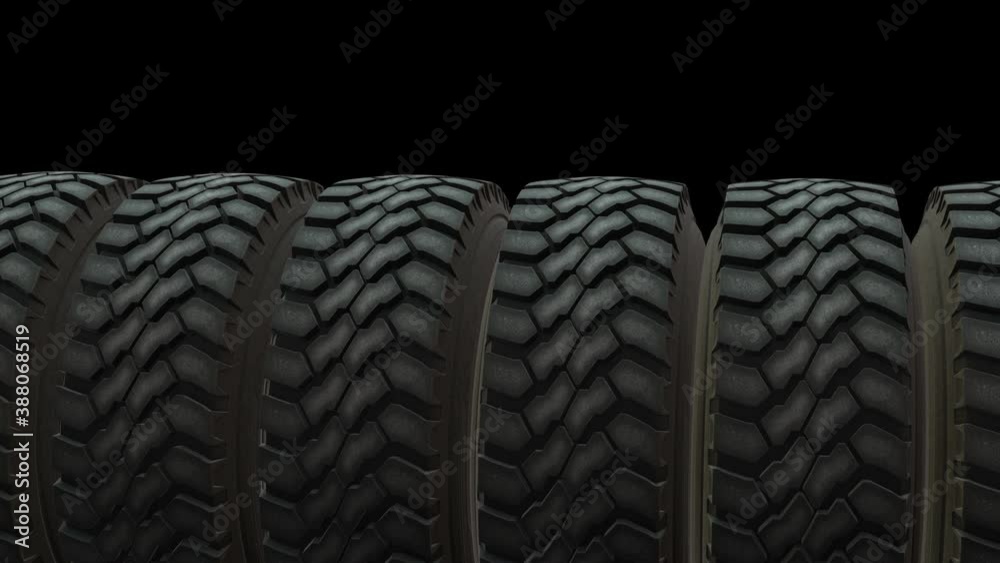 New car tire wheel rotation animation at black background. Wheel ...