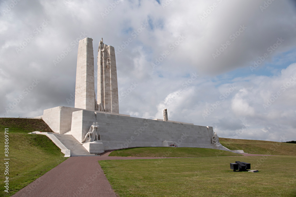 The Vimy Ridge Canadian War Memorial in Arras, France stands atop the ...