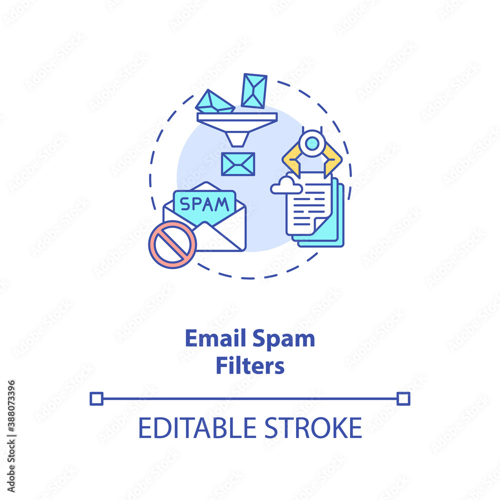 Email spam filters concept icon. Smart filtering technologies ...