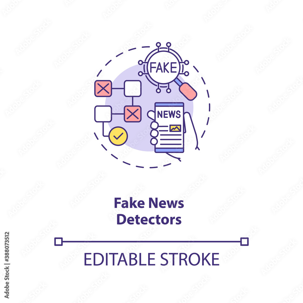Fake news detectors concept icon. Bad informational sources. Lieing to ...