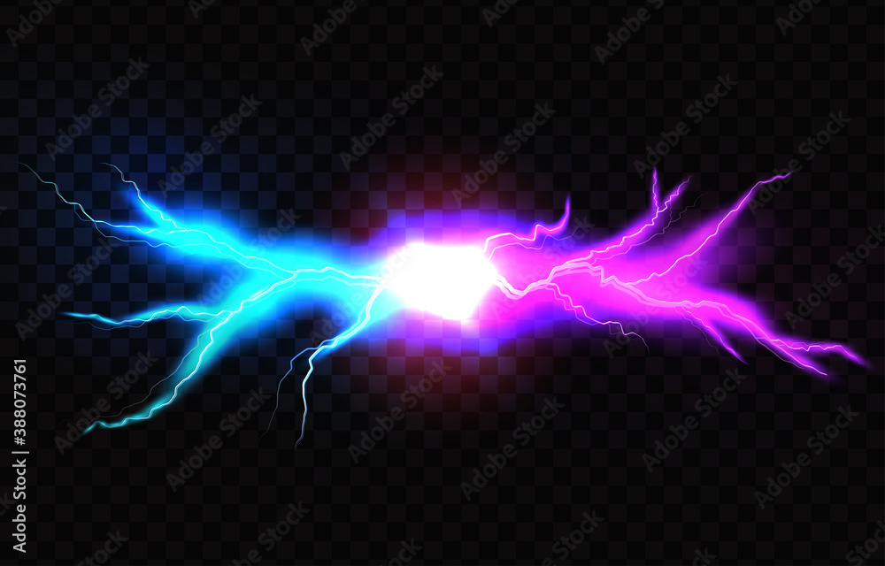 Electric Lightning blue and pink. Concept For Battle, Confrontation Or ...