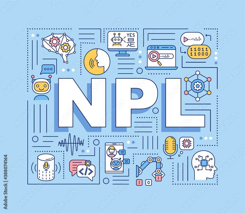 NPL word concepts banner. Natural language processing. Innovative robot ...