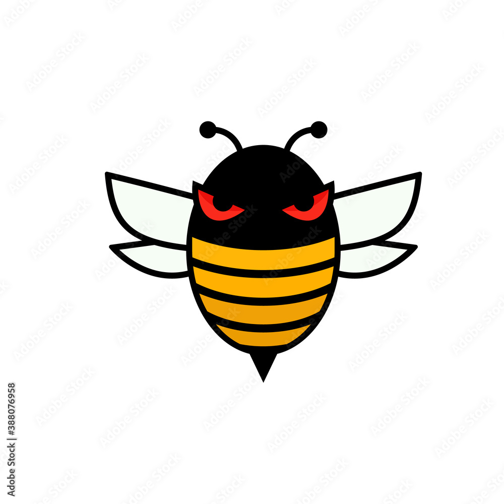 Evil bee filled line icon. Clipart image isolated on white background ...
