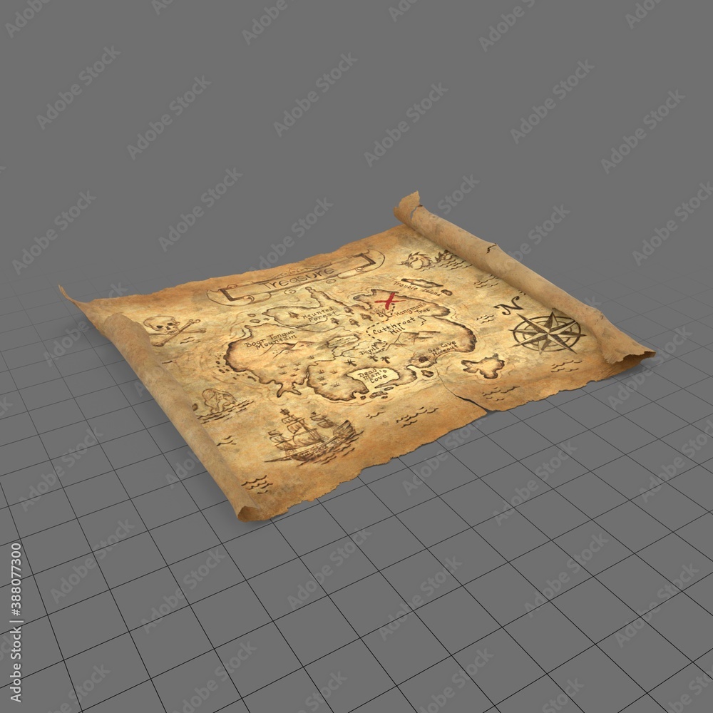 Treasure map 4 Stock 3D asset | Adobe Stock