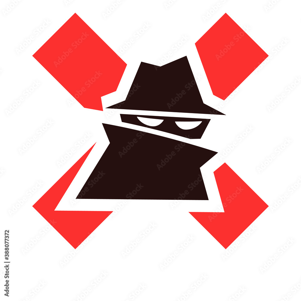 Spy icon in stop sign. Clipart image isolated on white background ...