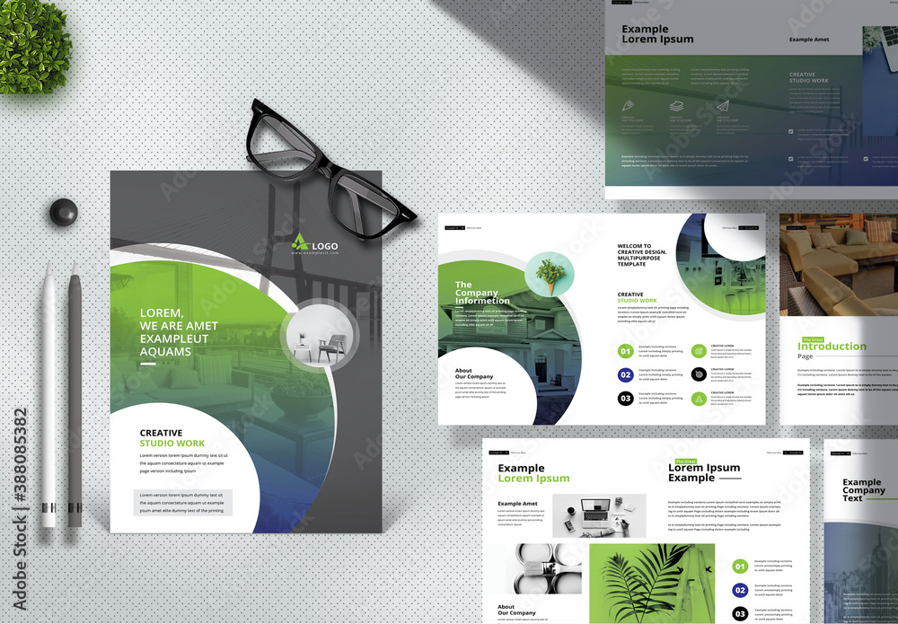 Dark Green Project Proposal Layout Stock Template | Adobe Stock