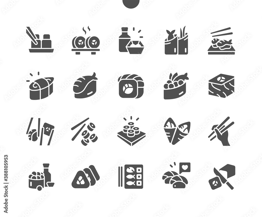 Vetor de Japanese Asian sushi food. Maki ands rolls with tuna, salmon ...