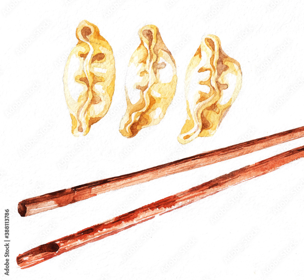 Dim sum. Black and white linear graphic. Ink hand drawing. Asian food ...