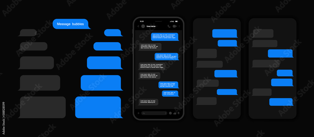 Messenger UI and UX Concept with dark interface. Smart Phone with ...