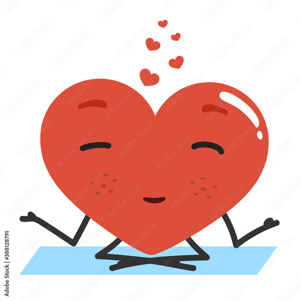 Cartoon heart character doing meditation.To see the other vector heart ...