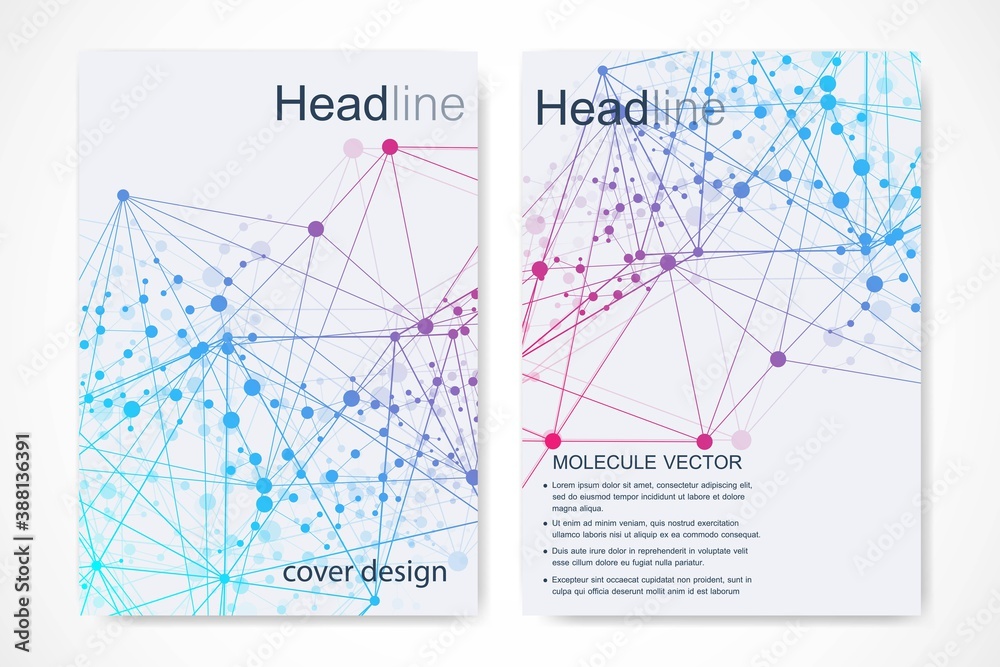 Scientific brochure design template. Vector flyer layout, Molecular ...