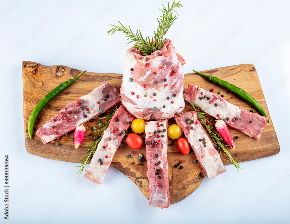 Raw Neck Meat. Raw meat of the neck part of a lamb, sheep, isolated on ...