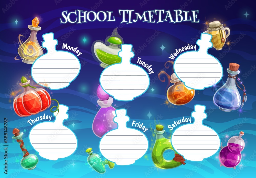 School timetable, schedule or planner vector template of student ...