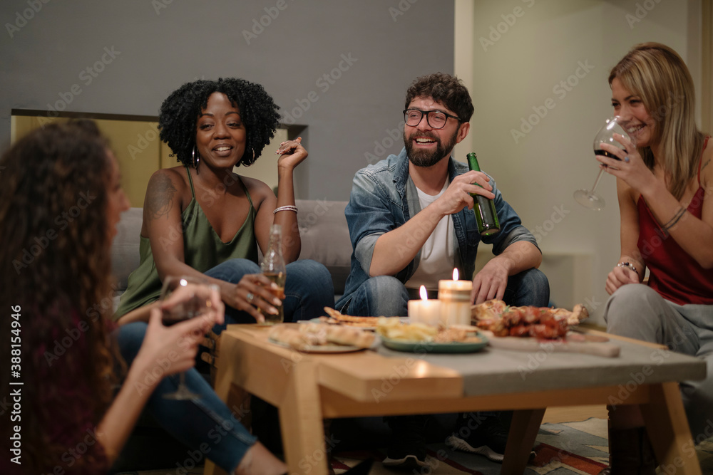 Smiling Friends Hanging Out Stock Photo | Adobe Stock