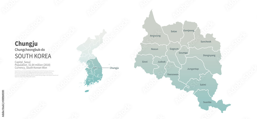 Chungju map. City map Vector of South Korea. Stock Vector | Adobe Stock