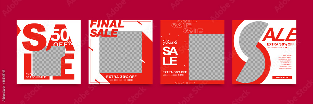 Simple red design social media post Stock Vector | Adobe Stock