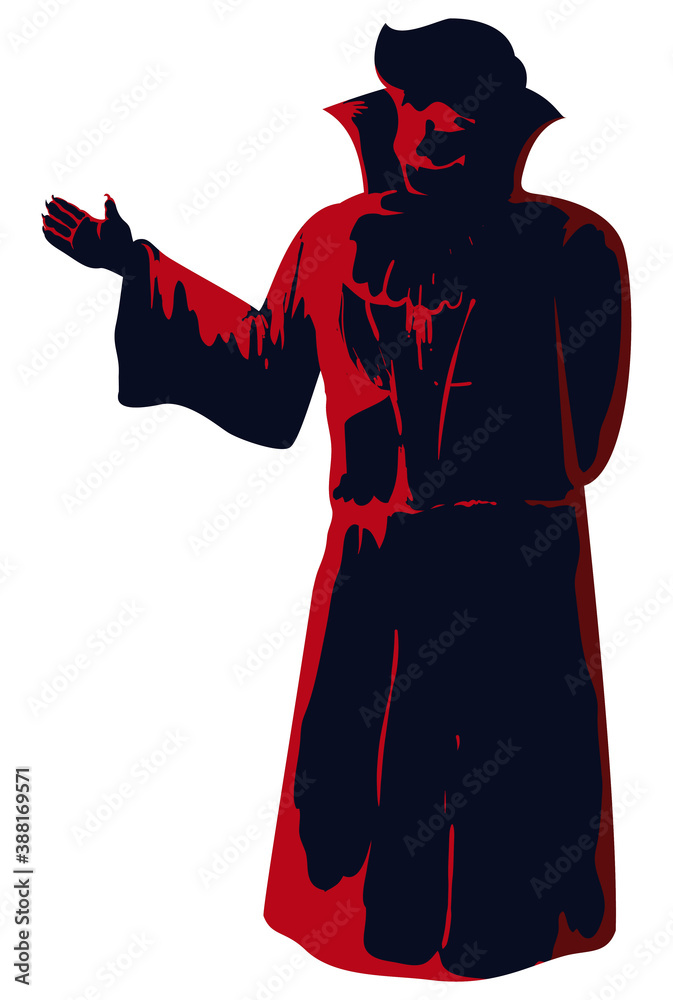 Isolated Dark Silhouette of Vampire with Traditional Dress, Vector ...