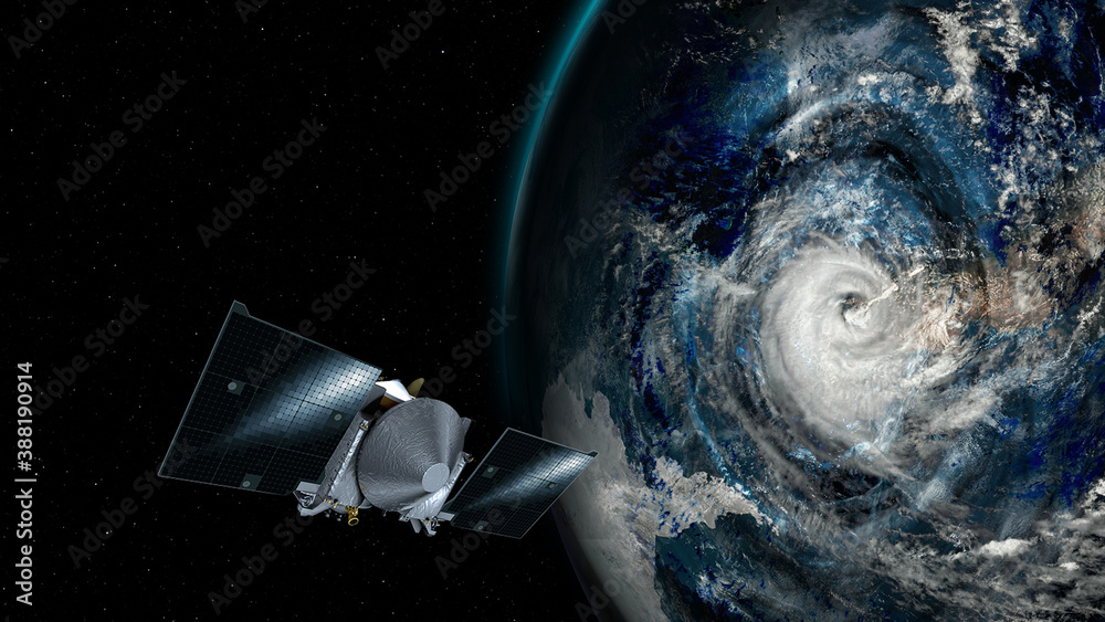 Super Typhoon, strongest storm on Earth. Collage with hurricane ...