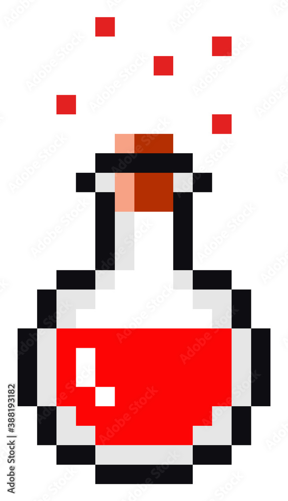 Vecteur Stock Potion bottle vector pixel object. Glass transparent ...