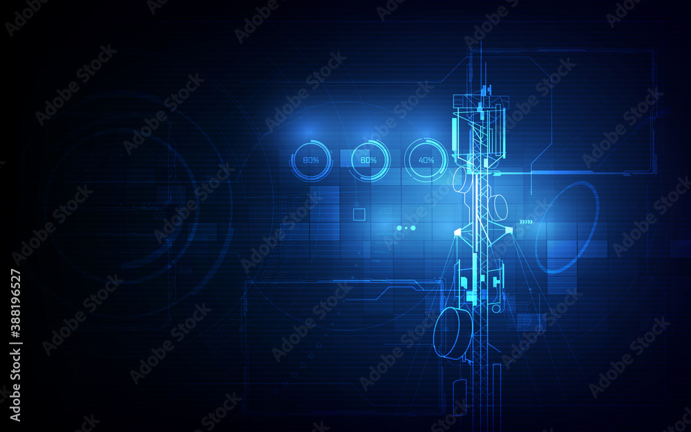 Poster Antenna transmission communication tower vector background ...