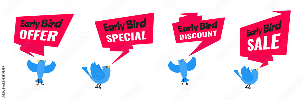 Early Bird Special Offer Discount Sale Event Banner Flat Style Design