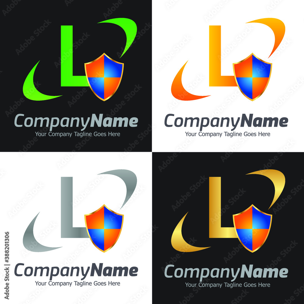Letter L vector logo template, Colorful Letter L logo, Shield Logo ...