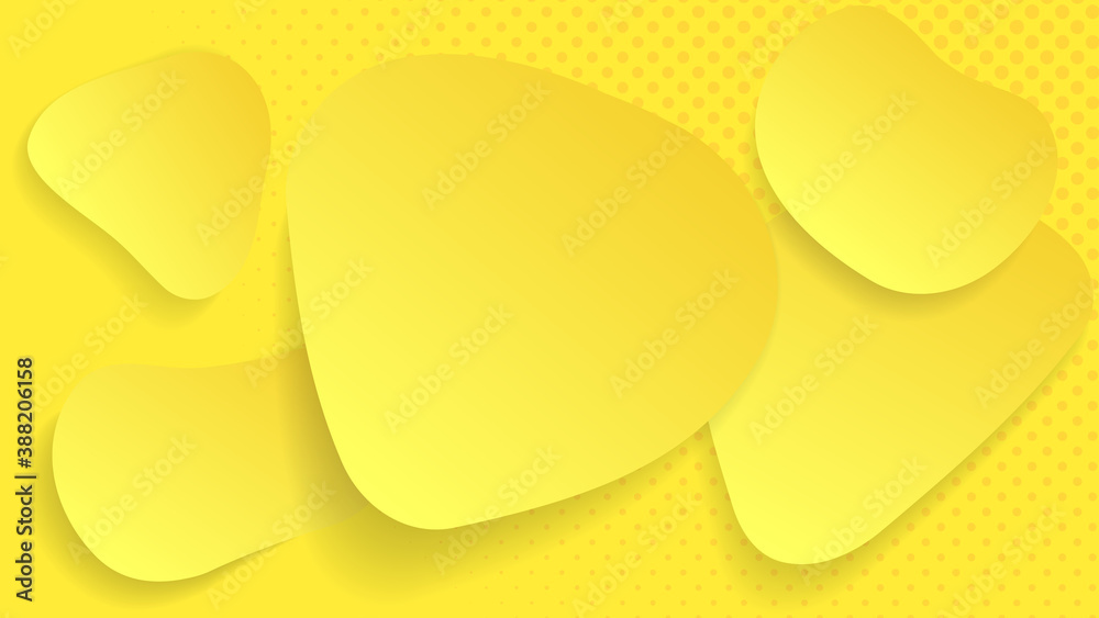 Abstract yellow liquid banner with gradient. Dynamical geometric forms ...