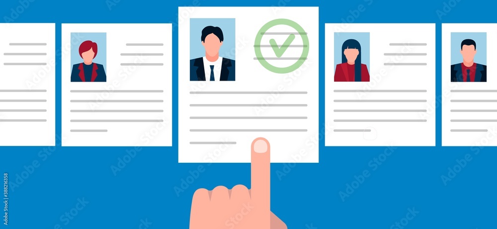 employee resume selection.recruitment banner. selected employee. human ...
