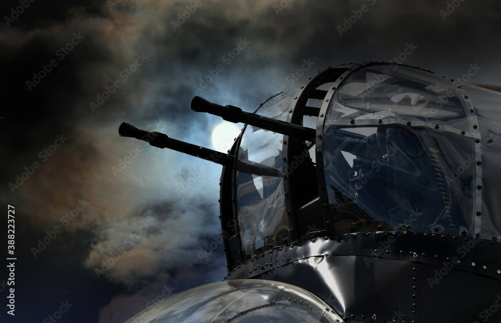 nose gun turret on British Avro Lancaster bomber of world war two with ...