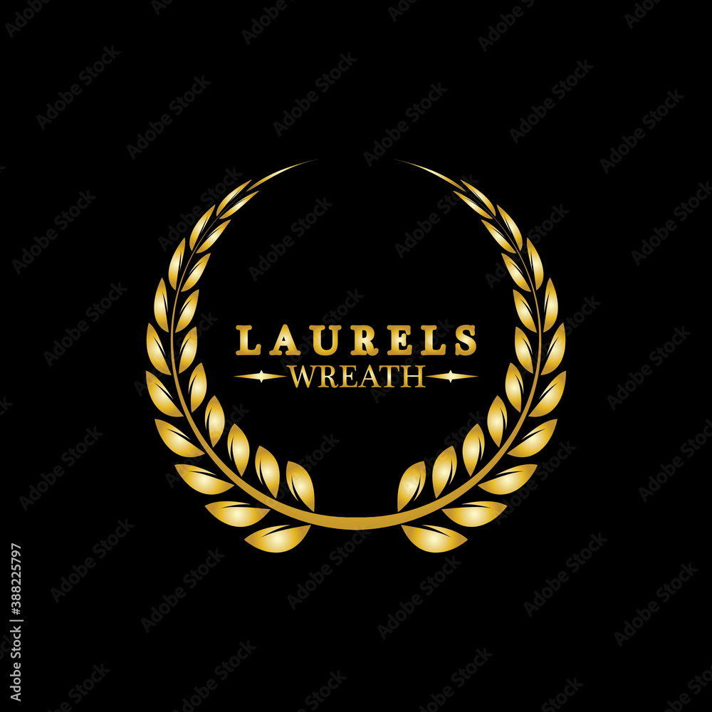 Gold laurel wreath. Symbol of victory and achievement. Design element ...