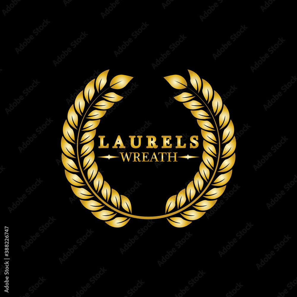 Gold laurel wreath. Symbol of victory and achievement. Design element ...