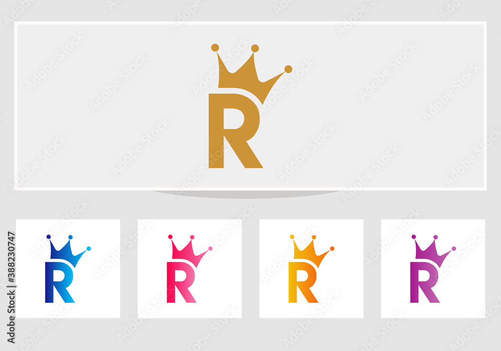 Premium style abstract crown logo symbol With R letter Stock Vector ...