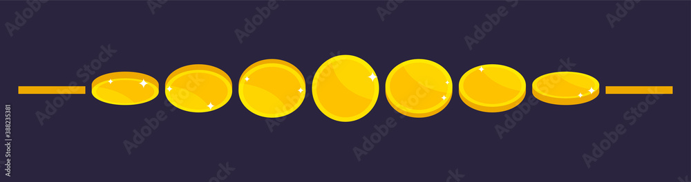 Gold coin animation for game and apps. Vector golden coins in different ...