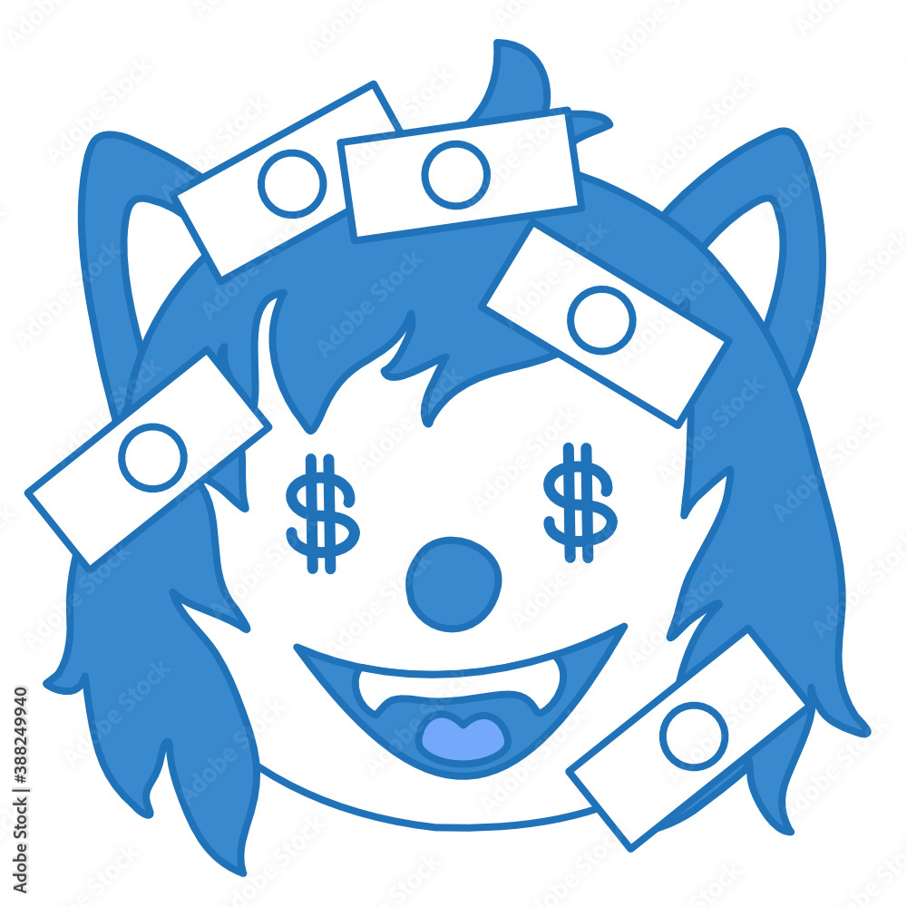 emoji in a money shower, wolf swimming in money with dollar signs in ...