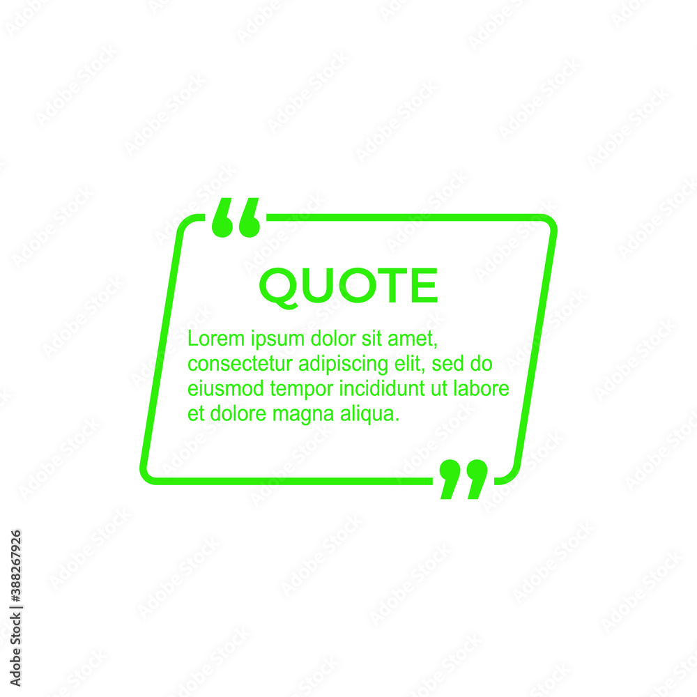 Quote frame. Mockup of quatation square box. Editable quoted message in ...