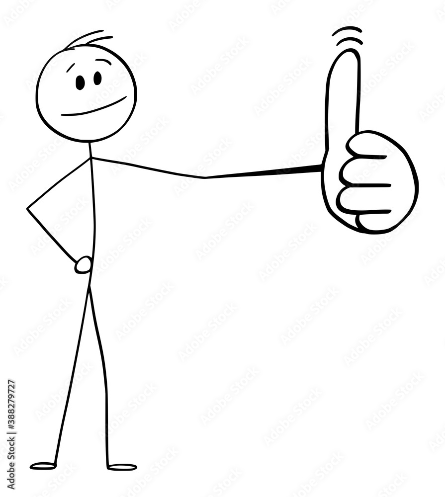 Vector cartoon stick figure illustration of man or businessman showing ...